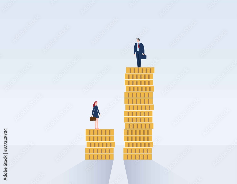 Gender gap and inequality in salary, pay vector concept. Businessman ...