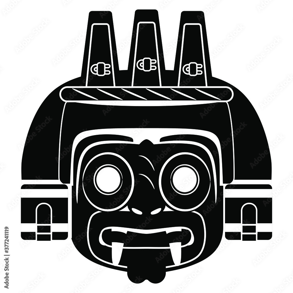 Aztec mask of god of rain Tlaloc. Pre-Columbian Native American Mexican ...