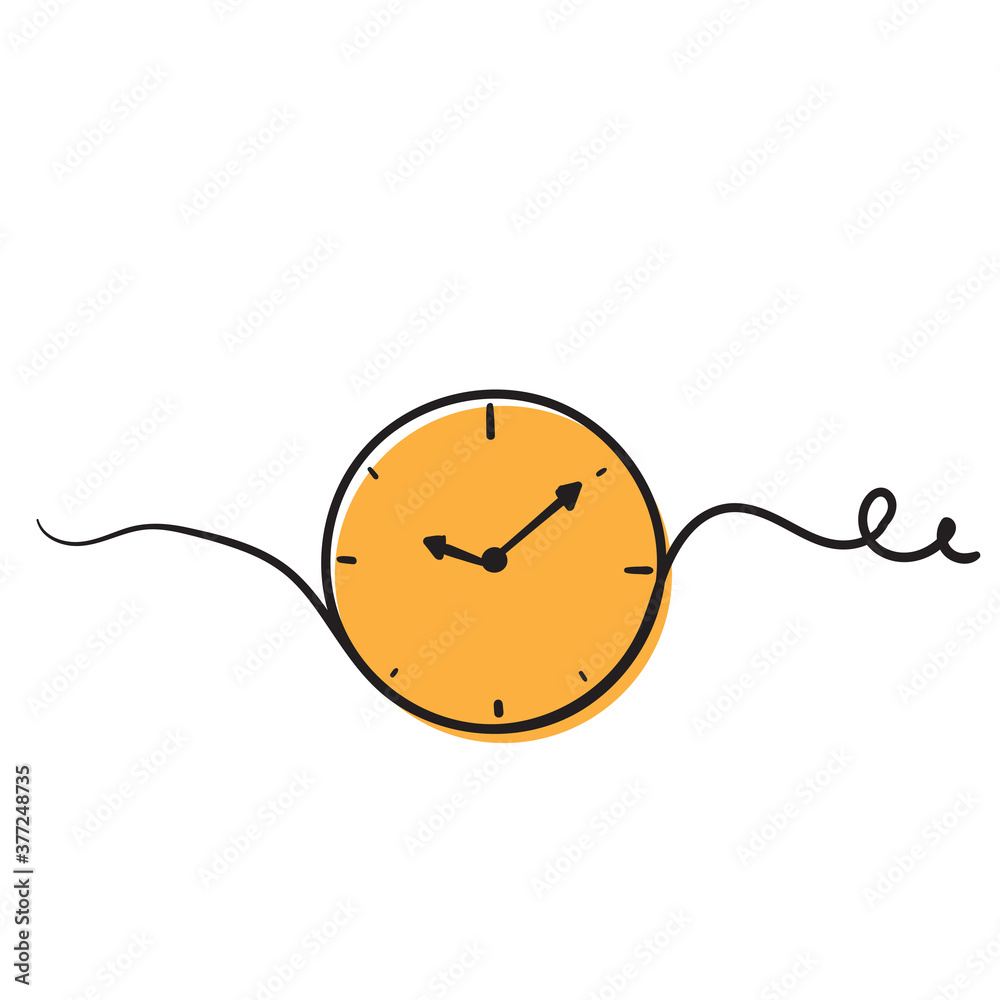 hand drawn Time and clock vector linear icons.Time management. Timer ...