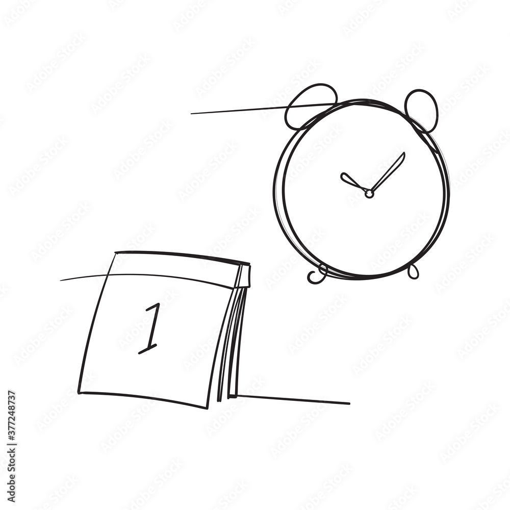 hand drawn Time and clock vector linear icons.Time management. Timer ...