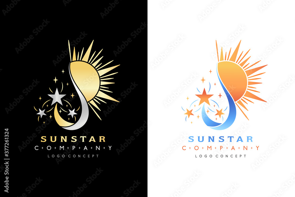 Sun star logo, sun spark logo, Sunrise spark logo, with two colors ...