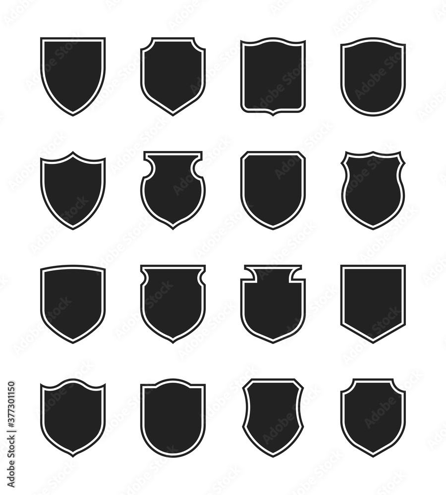 Set of shield icons. Isolated protection and safety vector symbols ...