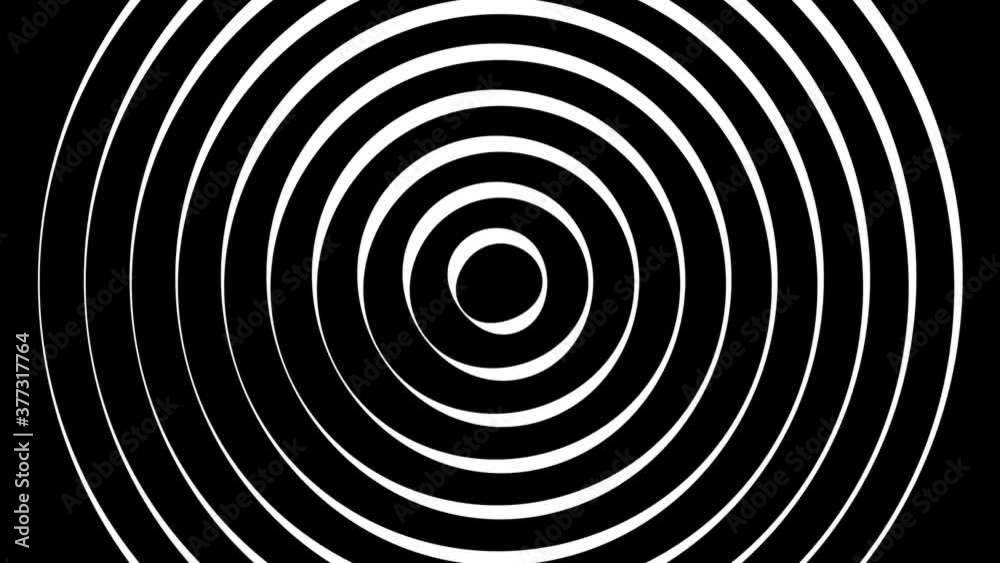 Psychedelic twisting circles. Round striped black white lines. Swirling hypnotic rotating ...