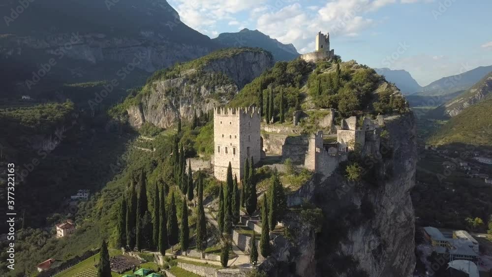 Video „Old ruins of a fortress on top of a mountain cliff rock ...