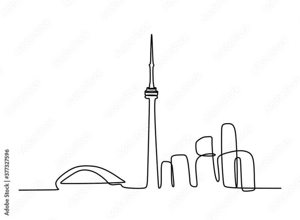 Skyline of Toronto Canada - Continuous one line drawing. Vector ...