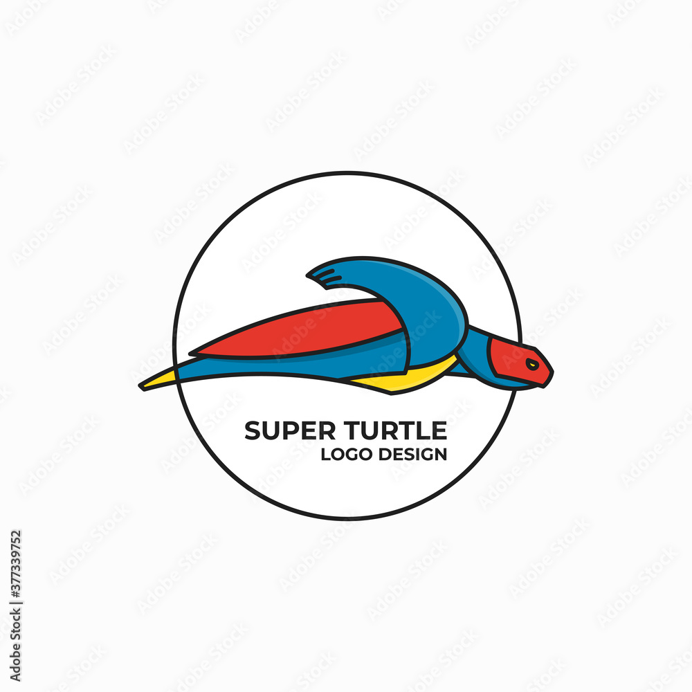 Super turtle logo design. Vector illustration of cute flying fast ...