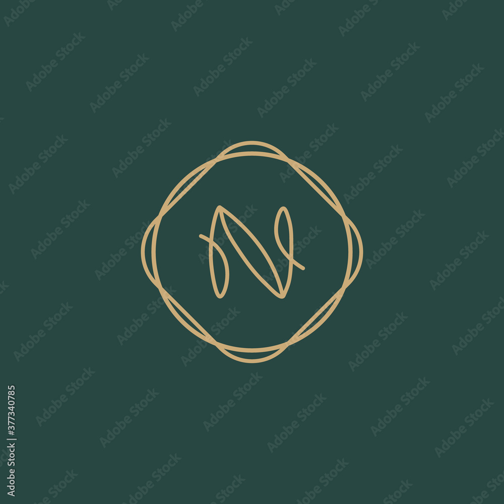 Abstract linear monogram letter N logo icon design, modern minimal ...