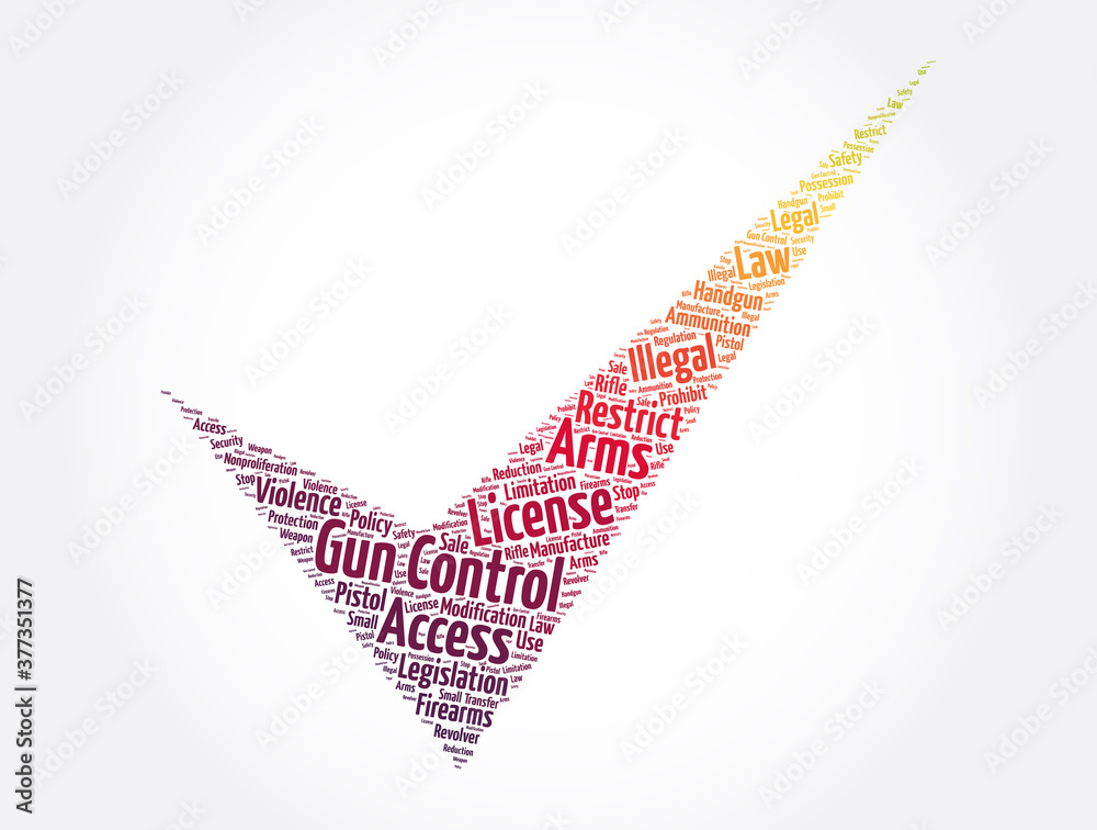 Gun control check mark word cloud collage, concept background Stock ...