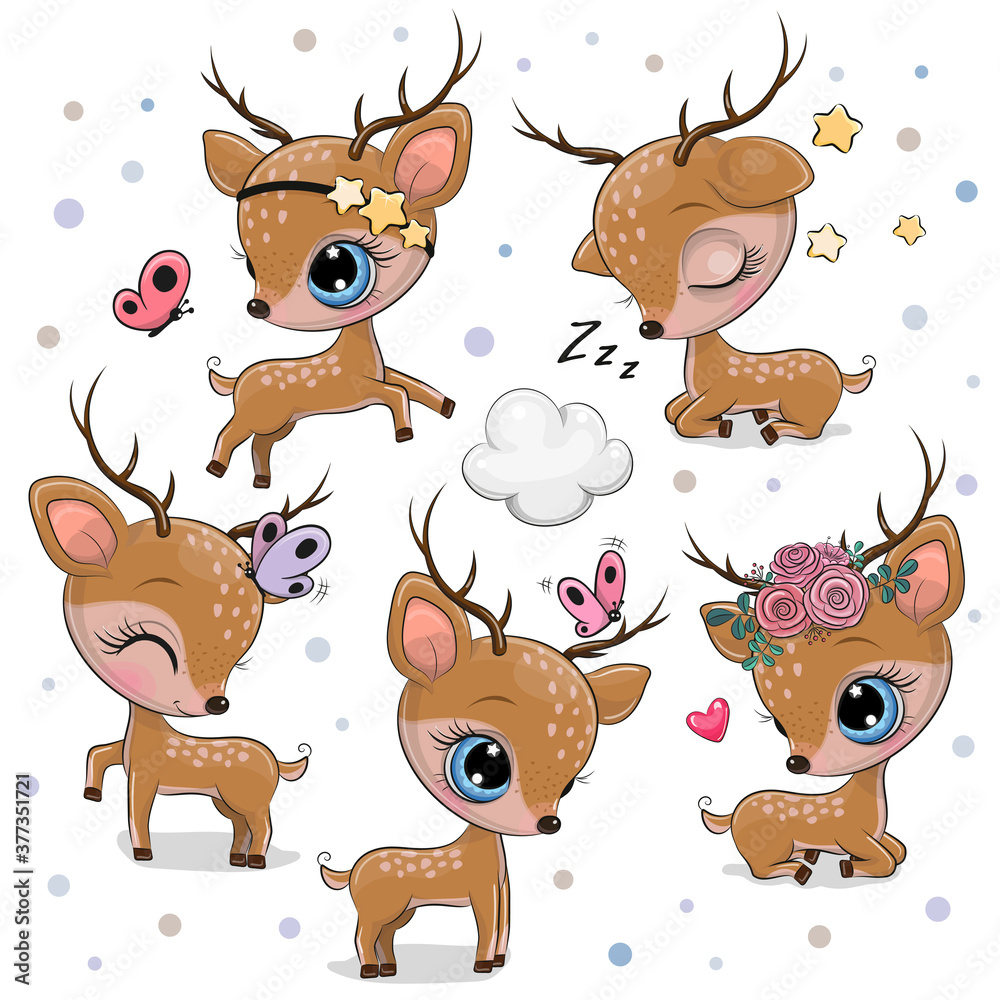 Cartoon deer isolated on a white background Stock Vector | Adobe Stock