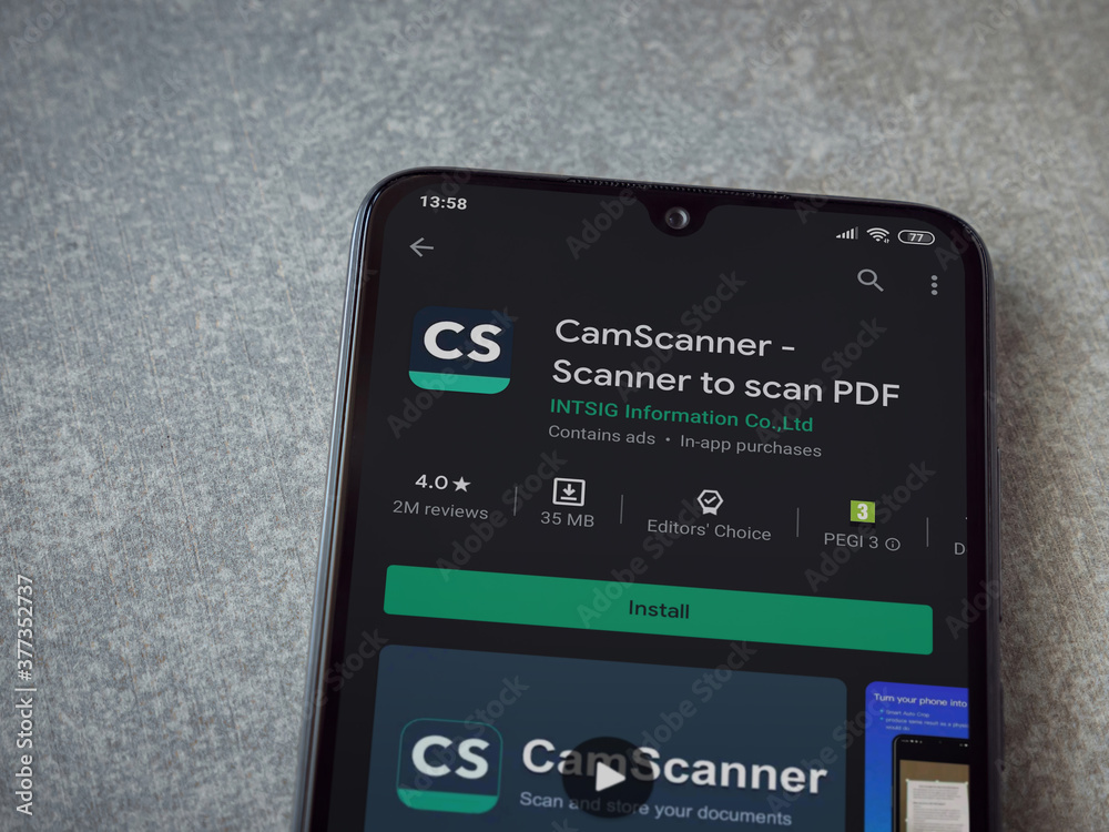 Lod, Israel - July 8, 2020: CamScanner app play store page on the ...