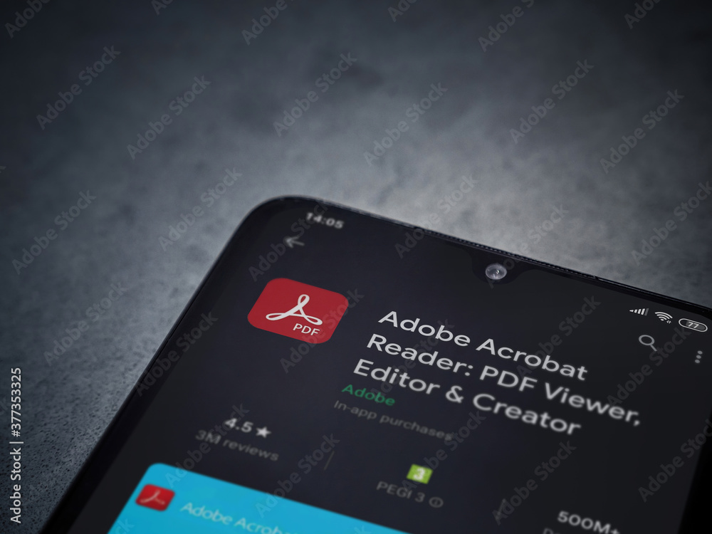 Lod, Israel - July 8, 2020: Adobe Acrobat Reader app play store page on ...