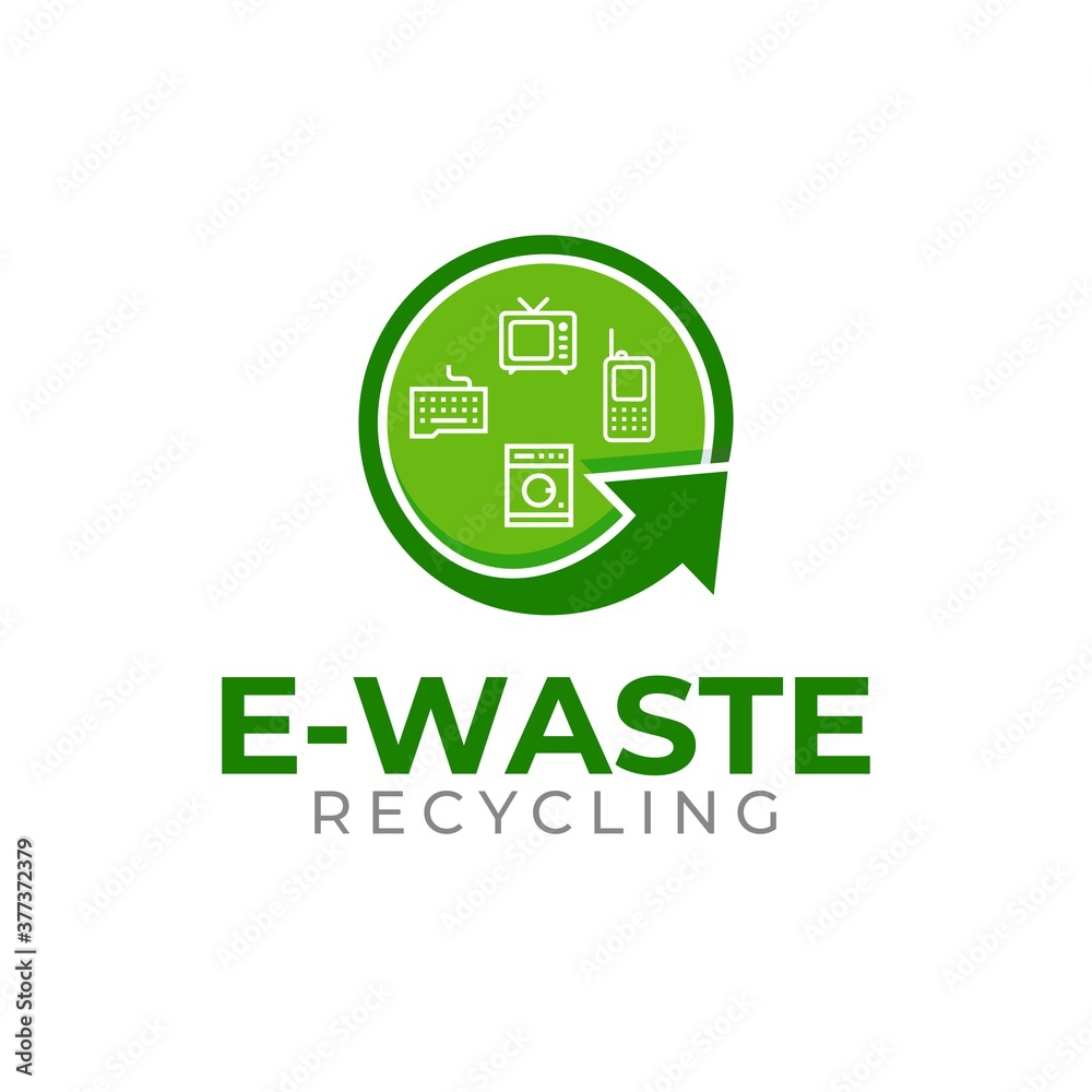 E-waste logo template. Electrical waste icon. Recycling electrical ...