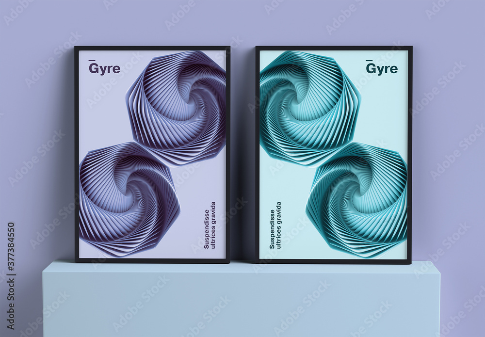 3D Geometric Optical Illusion Concept Poster Layout Stock Template ...