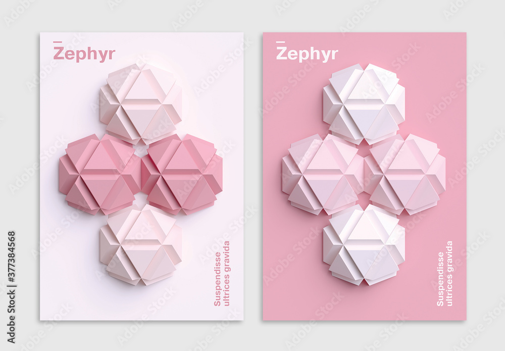 Minimal 3D Poster Design Layout with Geometric Shapes Art Stock ...