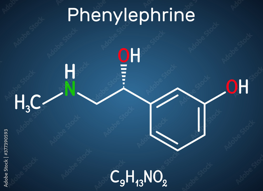 Phenylephrine molecule. It is nasal decongestant with potent ...