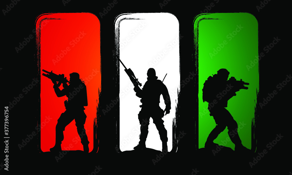 Indian army soldier graphic trendy silhouette design with background ...
