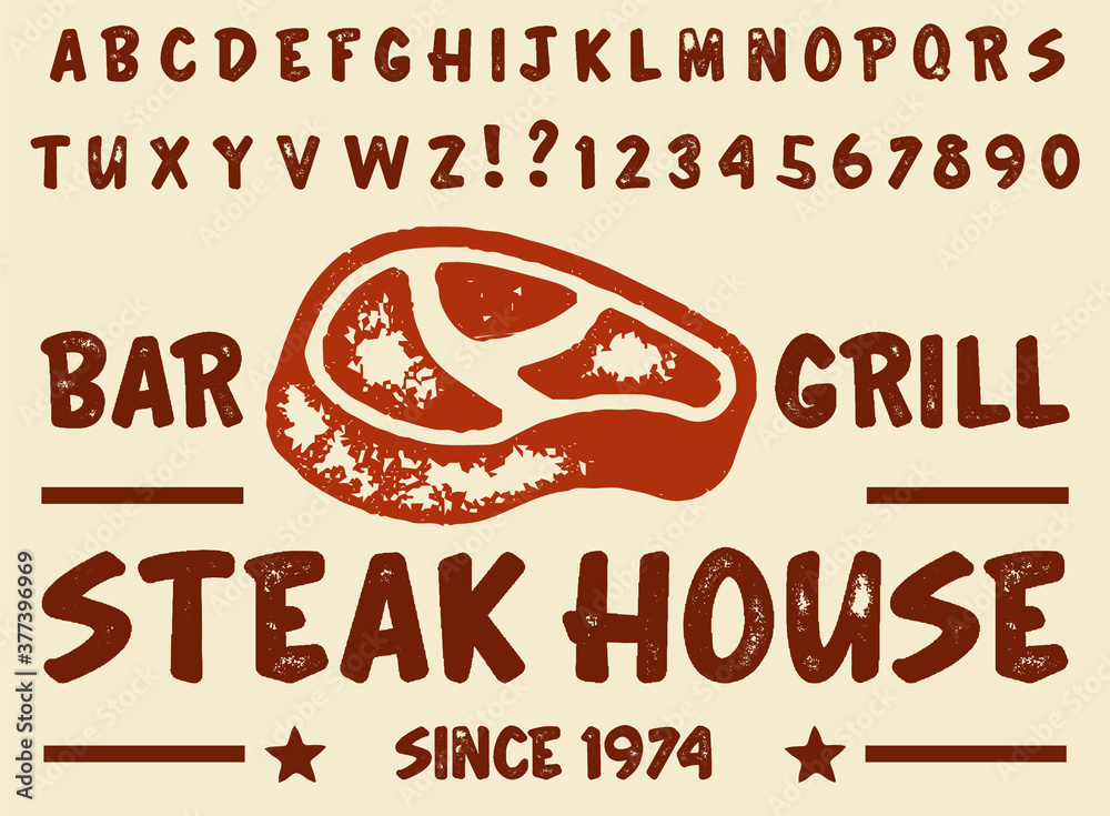 Hand drawn vintage retro font. Outdoor advertising of American ...