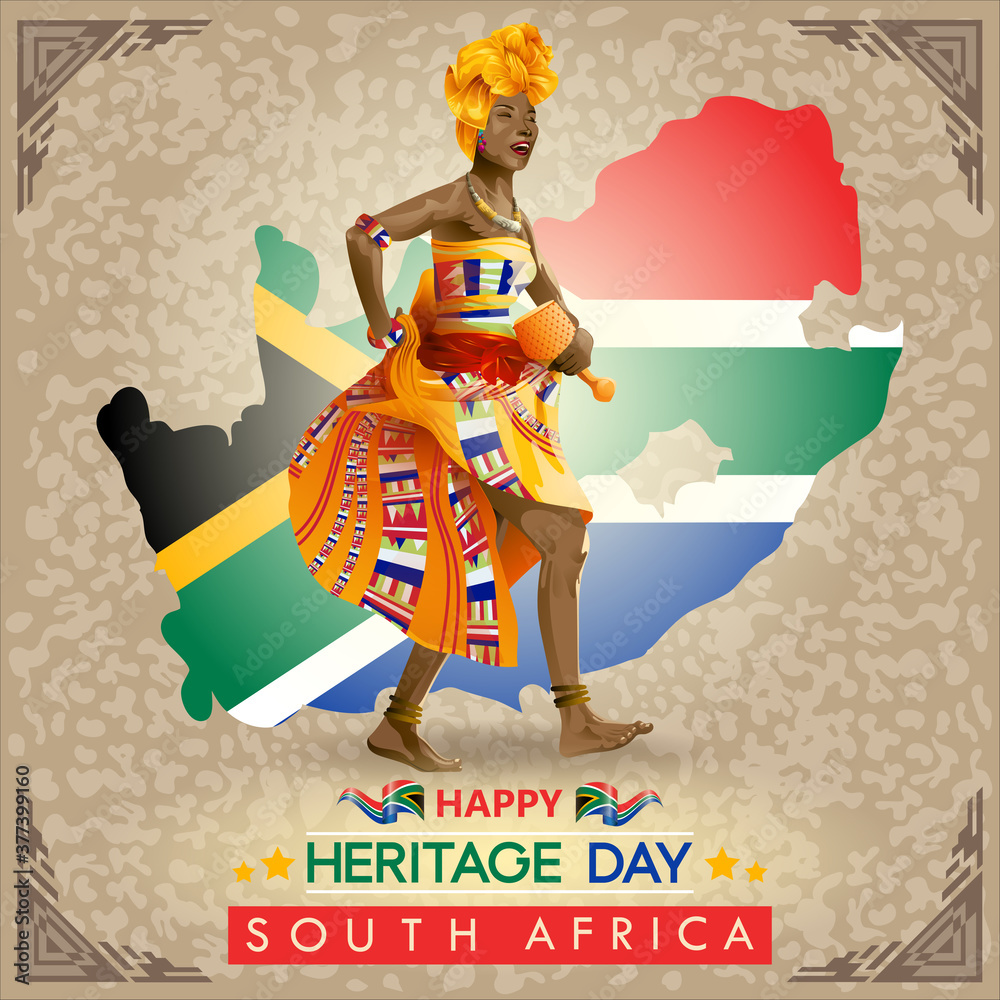 Poster South african Heritage day wishes with Traditonal Performer ...