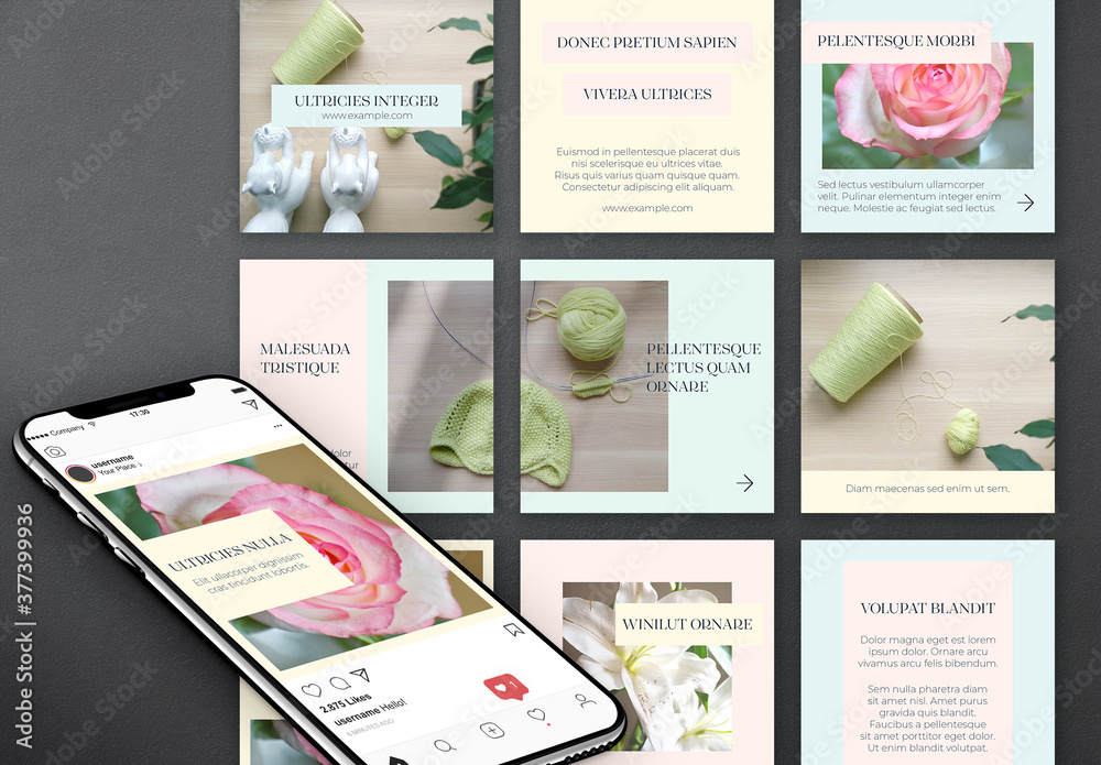 15 Color Block Social Media Post Layouts Stock Template | Adobe Stock