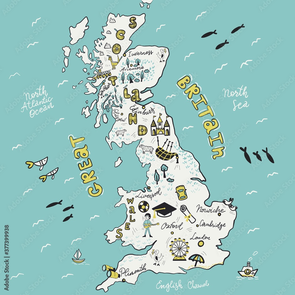 Great Britain map with Scotland for cards and posters Stock ...