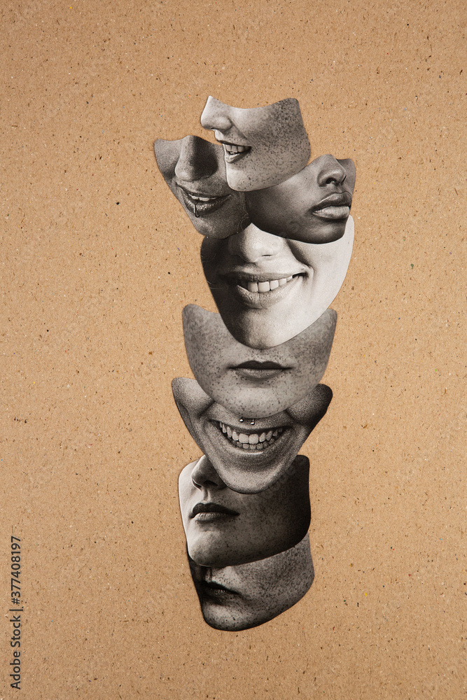 Stacked faces collage Stock Photo | Adobe Stock