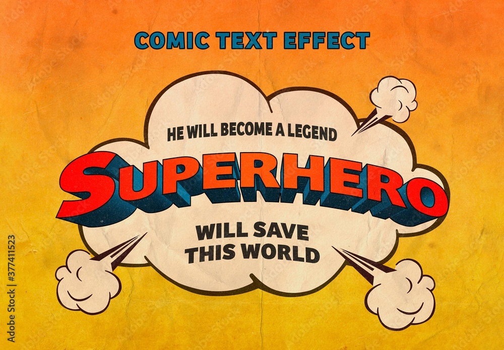 Title 3D Comic Text Effect Mockup Stock Template | Adobe Stock