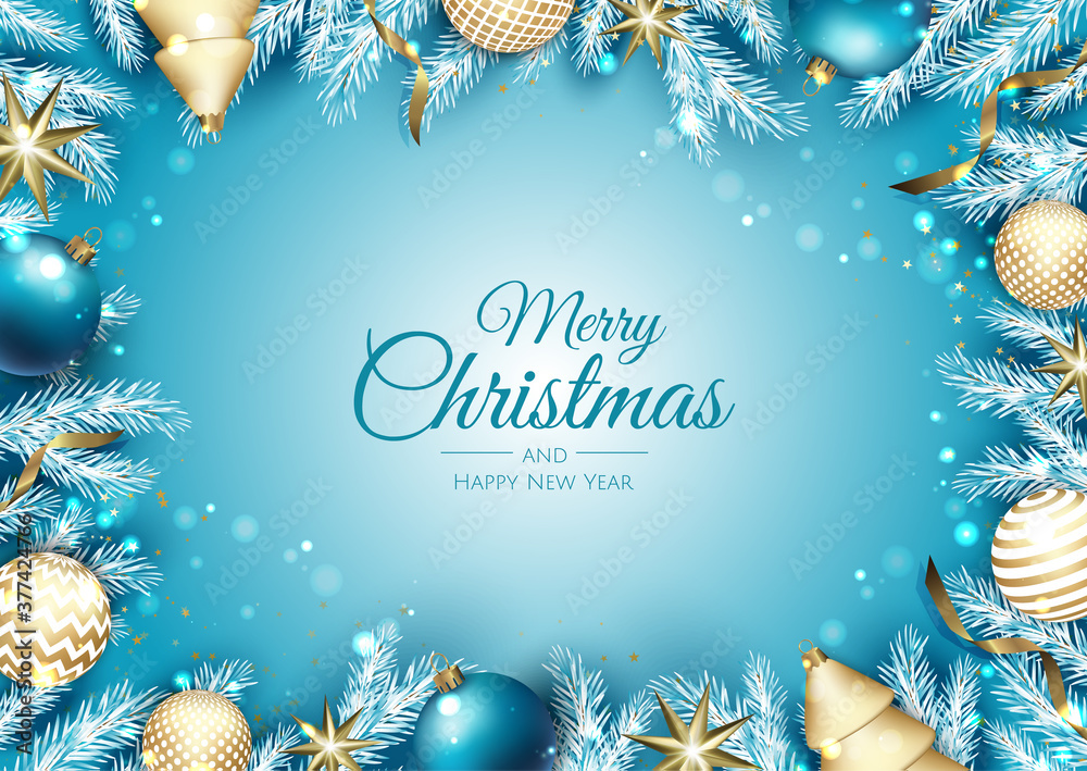 Christmas banner. Background Xmas design of with gifts box, snowflake ...