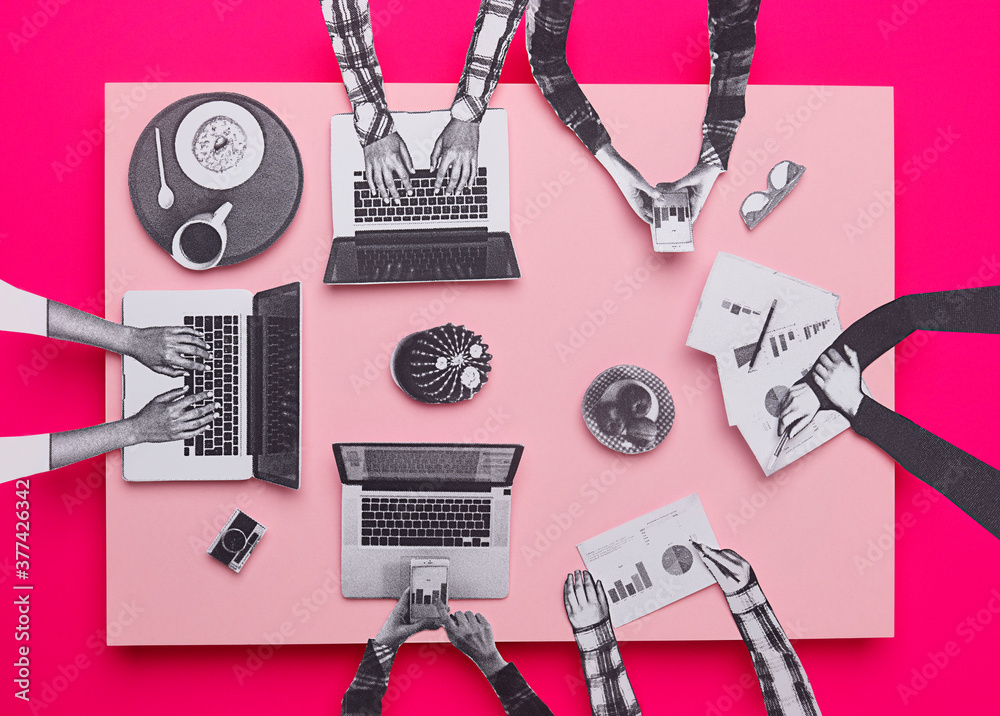 Meeting collage Stock Photo | Adobe Stock