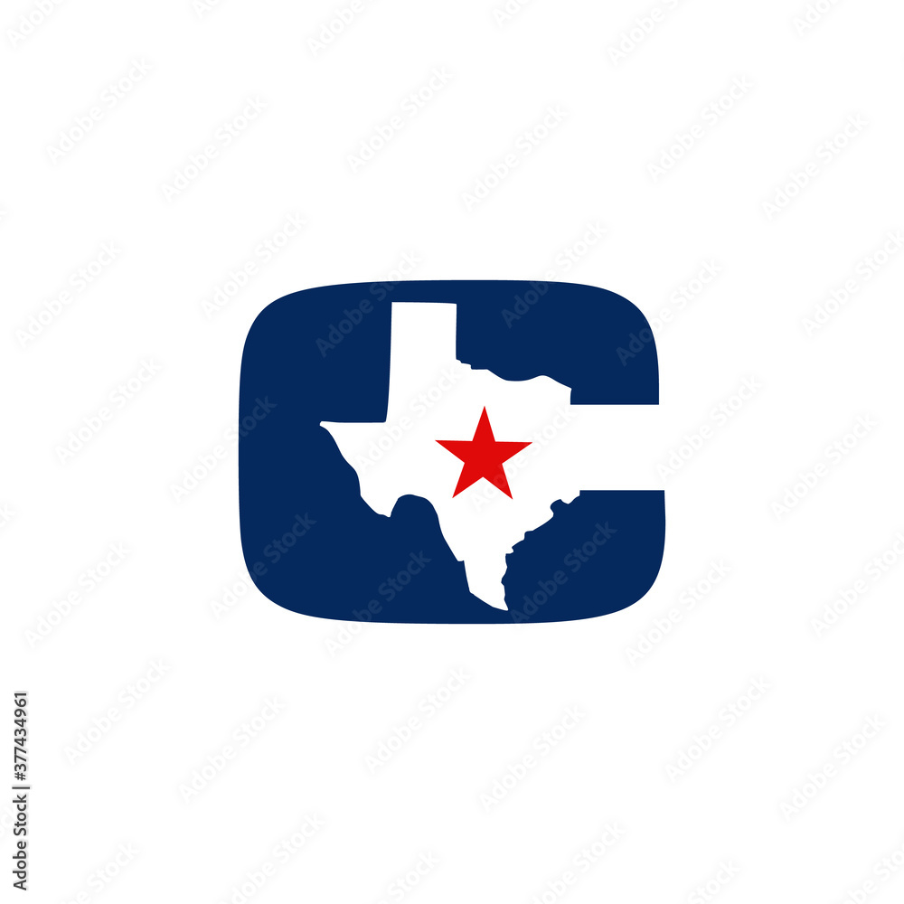 letter c with texas map logo vector Stock Vector | Adobe Stock
