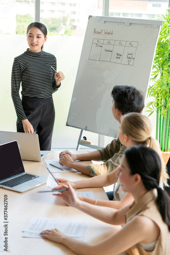 young asian Business woman leader conducting company sales business ...