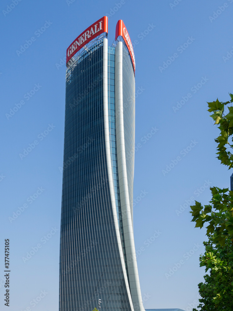 Milano, Italy. The iconic Generali tower at CityLife district designed ...