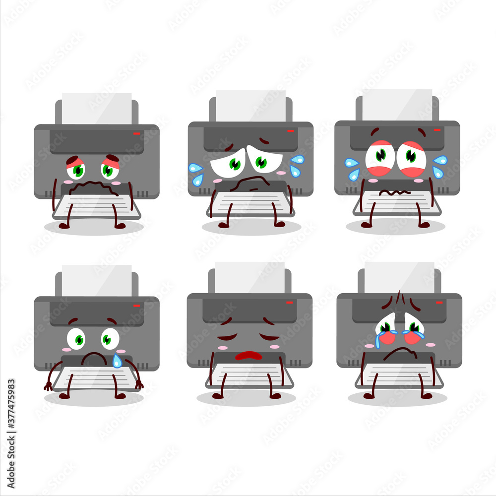 Printer cartoon character with the sad expression Stock Vector | Adobe ...
