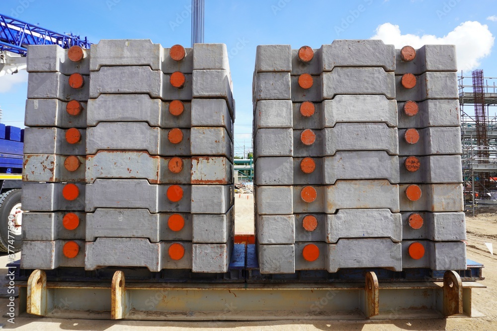 Counterweight it is a component of crawler crane during load test at ...