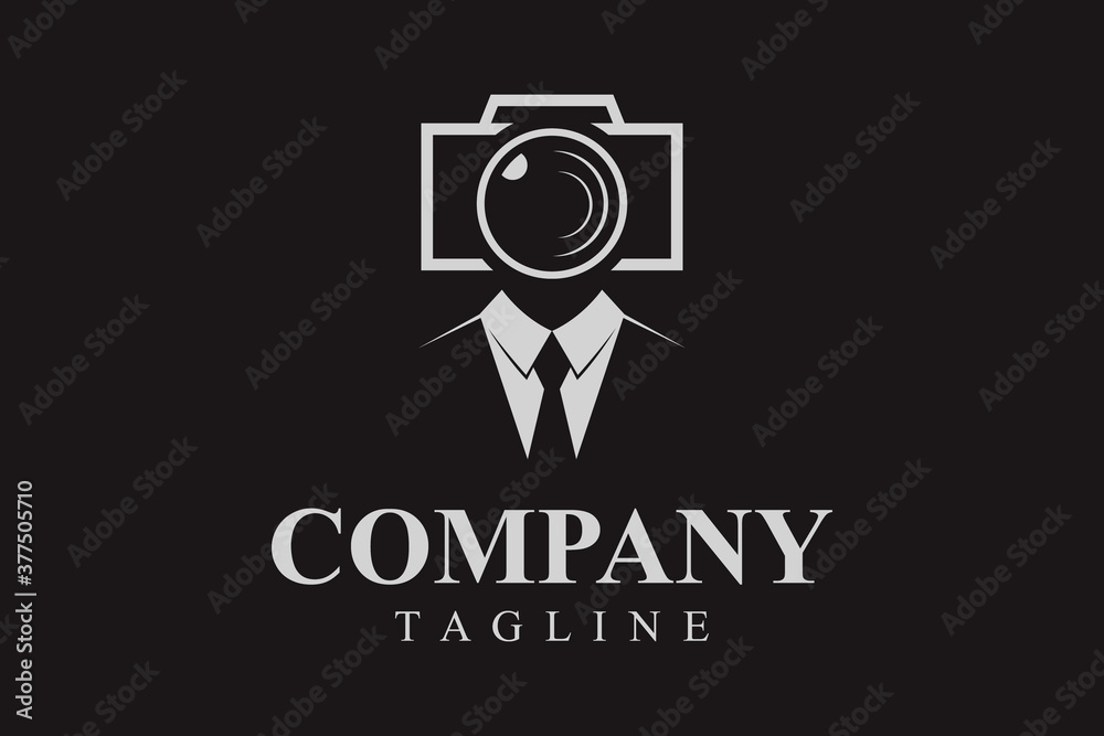 Man and Photo camera logo design. Photographer vector illustration ...