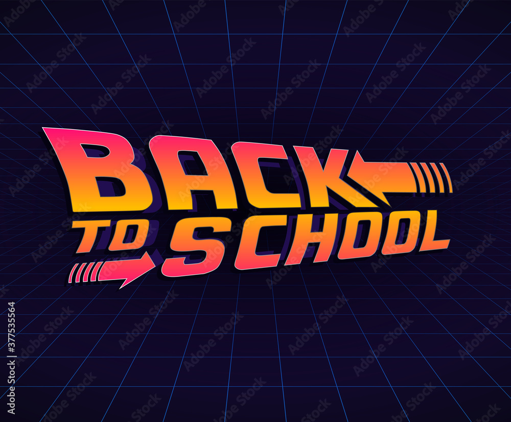Back to school retro style lettering sign template for poster or banner ...