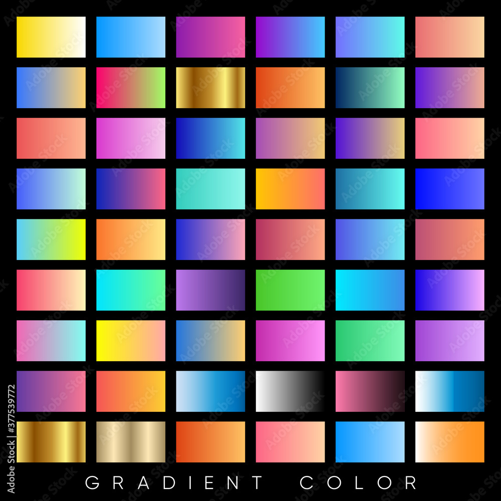 Gradients combinations. Color Ideas.(50+ gradients color) vector Stock ...
