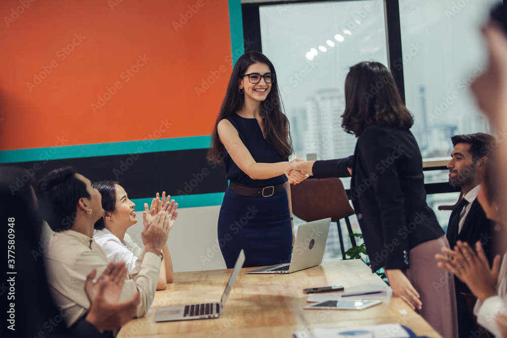 Congratulation. Business Event Conference. business people clapping ...