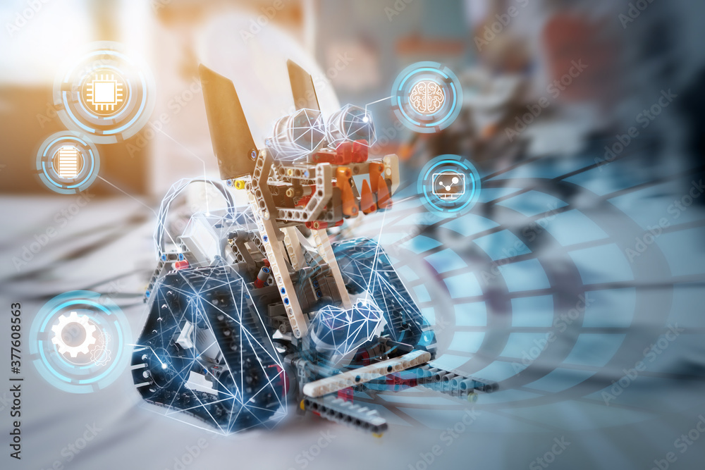 Futuristic Robotic creative learning education school engineering AI ...