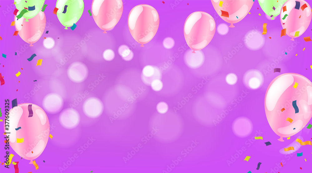 Luxury party pink, Birthday card with balloons and Christmas background ...