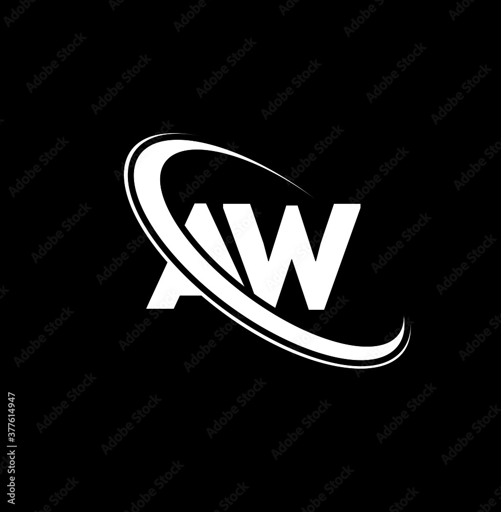 AW logo. A W design. White AW letter. AW/A W letter logo design ...