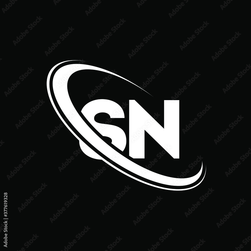 SN logo. S N design. White SN letter. SN/S N letter logo design ...