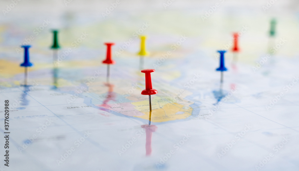 Push pin on the world map Stock Photo | Adobe Stock