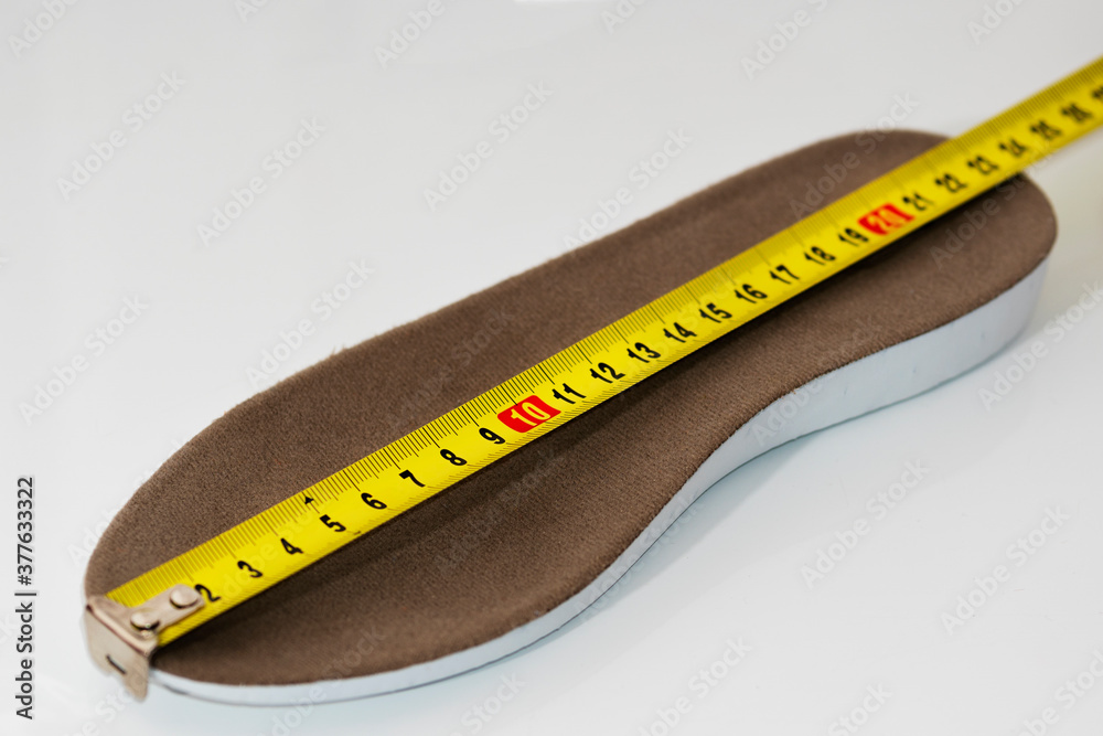 Shoe size measurement. Measure tape measure insoles. Size concept ...