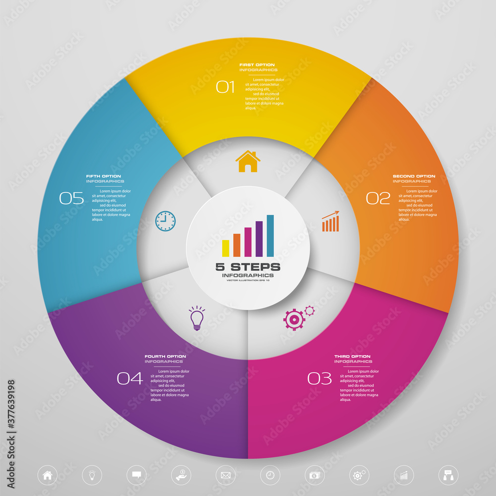 Poster 5 steps cycle chart infographics elements for data presentation ...