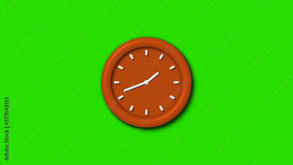 Brown color 3d wall clock on green screen background,3d clock Stock ...