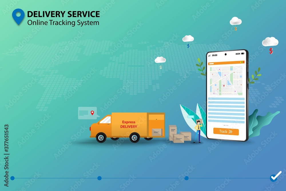 Concept of delivery service with online tracking system, staff is ...