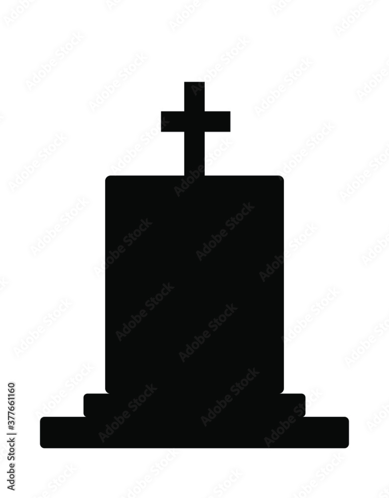 Blank tombstone vector silhouette illustration isolated on white ...