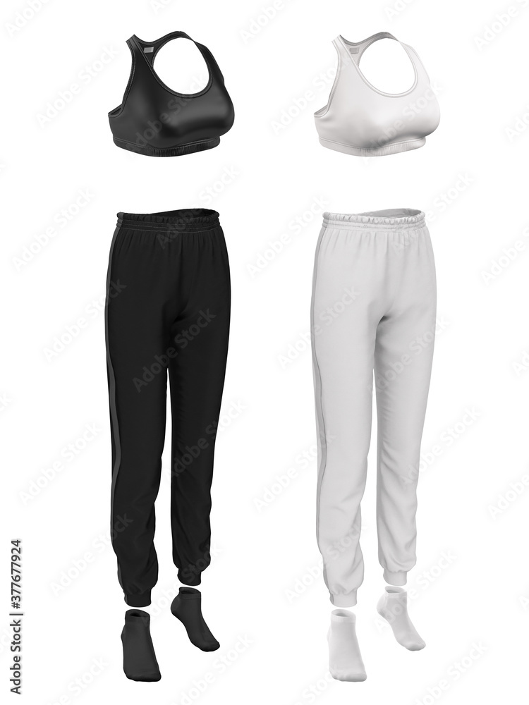 Short top brasier, pants and socks. 3D realistic render of female ...