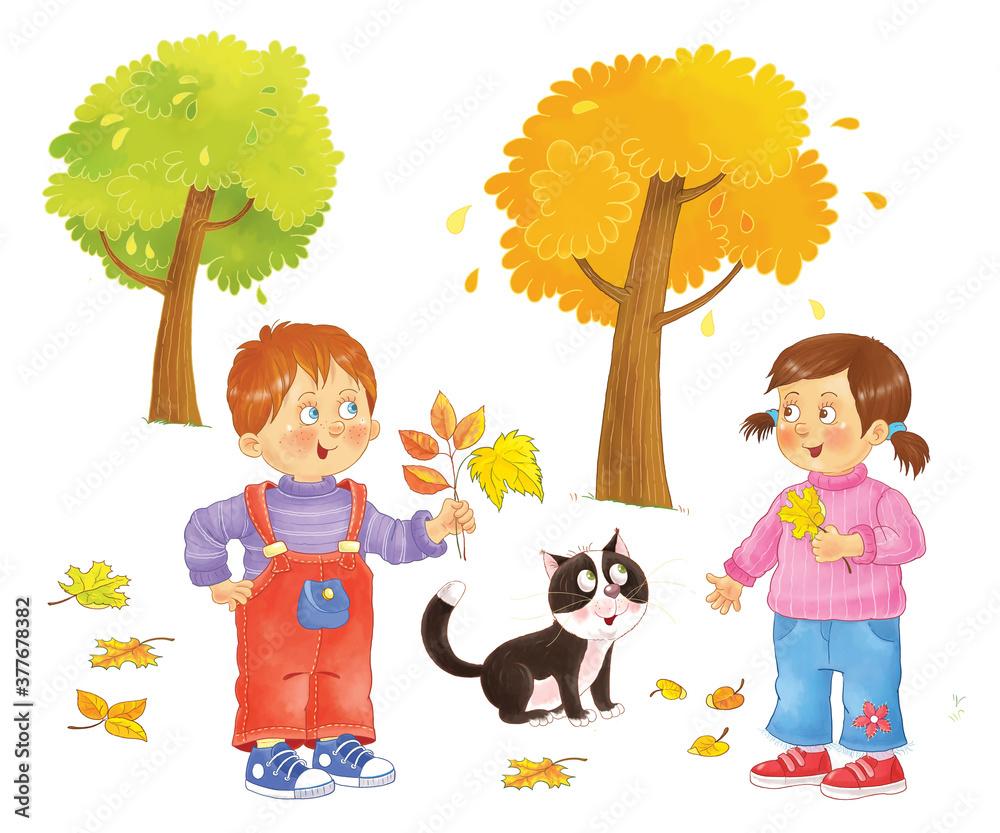 Autumn. Fall. Coloring page. Coloring book. Illustration for children ...