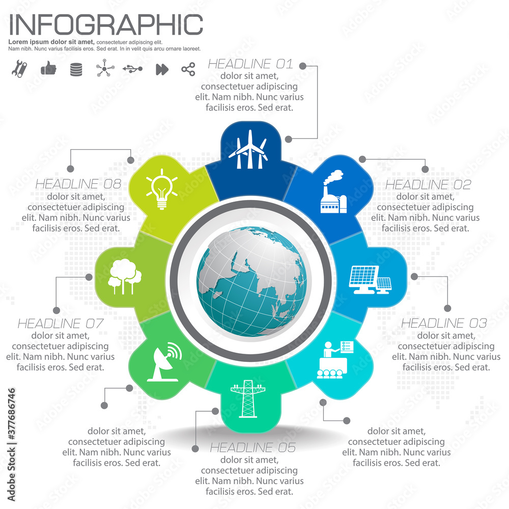 Earth globe with infographic vector illustration can be use as flyer ...